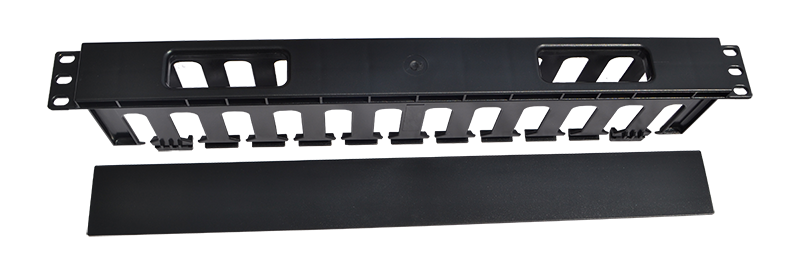 Horizontal Cable Manager 1U 19″ with Plastic Rings & Cover — Sysracks